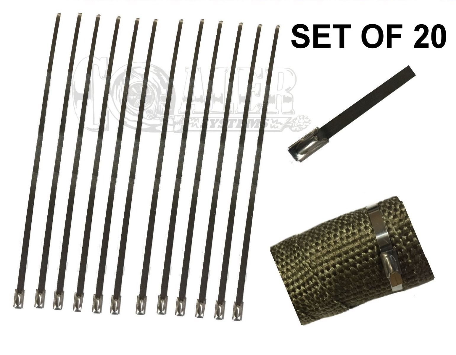 12" 20 PCS STAINLESS CABLE ZIP TIES STRAPS CAT PIPE PIPING MANIFOLD ...