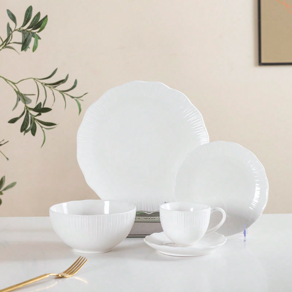 12/20-Piece White Dinnerware Set, Service For 4/6/8, Dining Set ...
