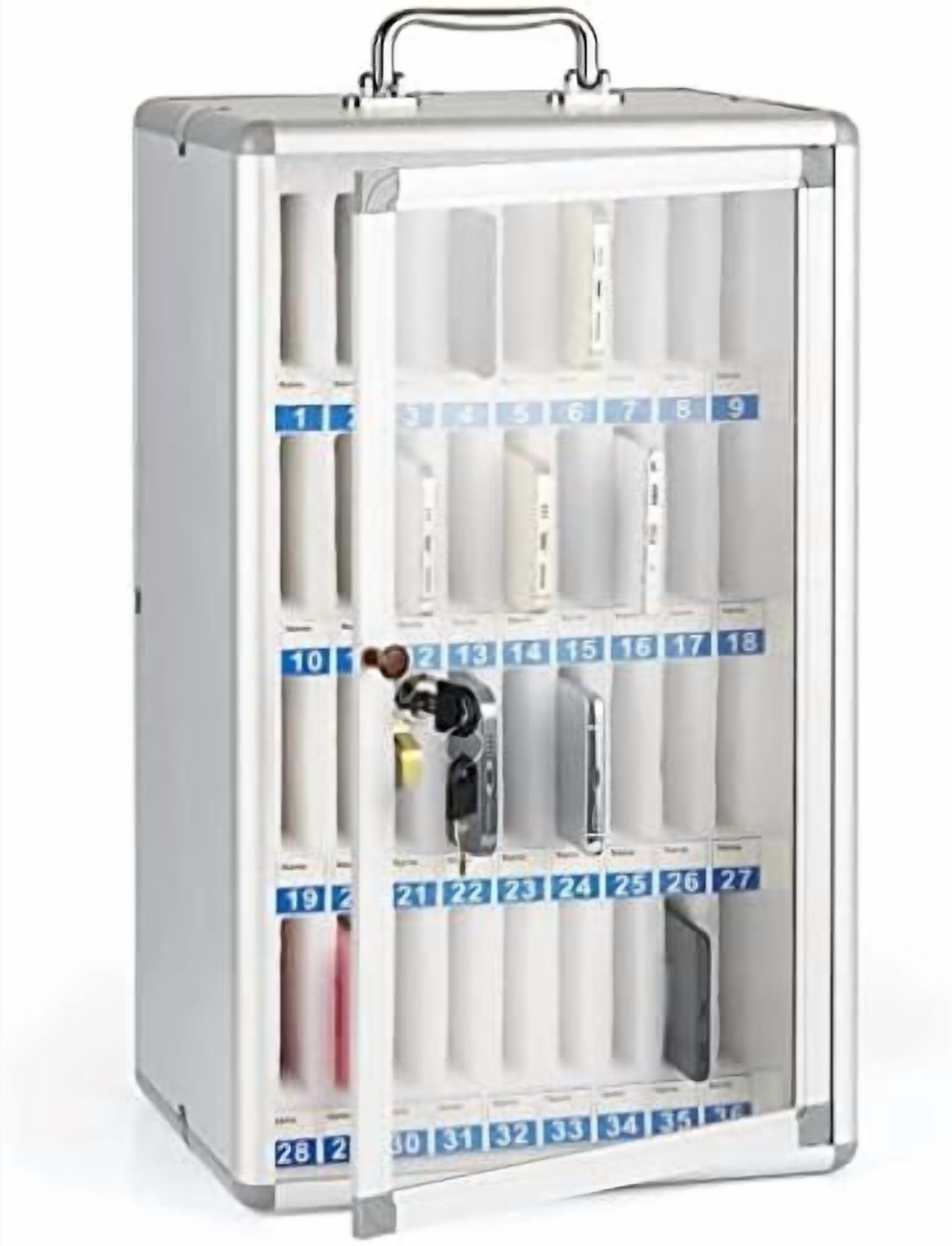 12/24/36/48/60 Slots Aluminum Alloy Cell Phones Storage Cabinet Wall ...