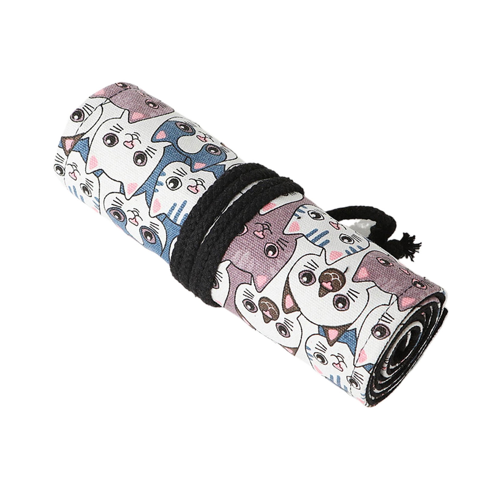12/24/36/48/72 Holes Cats Pencil Roll Wrap Canvas Pencil Organizers Bag ...