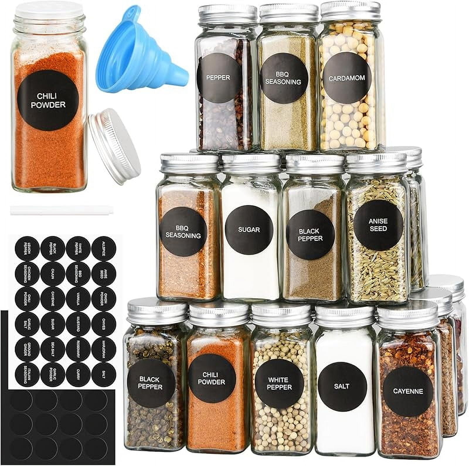 12/24/36/48pcs Glass Spice Jars, 4oz Empty Spice Jars with Metal Caps ...