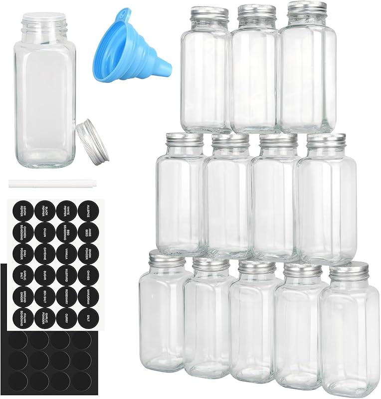 12/24/36/48pcs Glass Spice Jars, 4oz Empty Spice Jars with Metal Caps ...