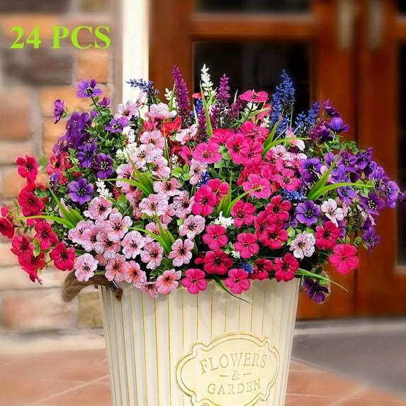 12/24/36 Bundles UV-Resistant Outdoor Artificial Flowers | Realistic ...