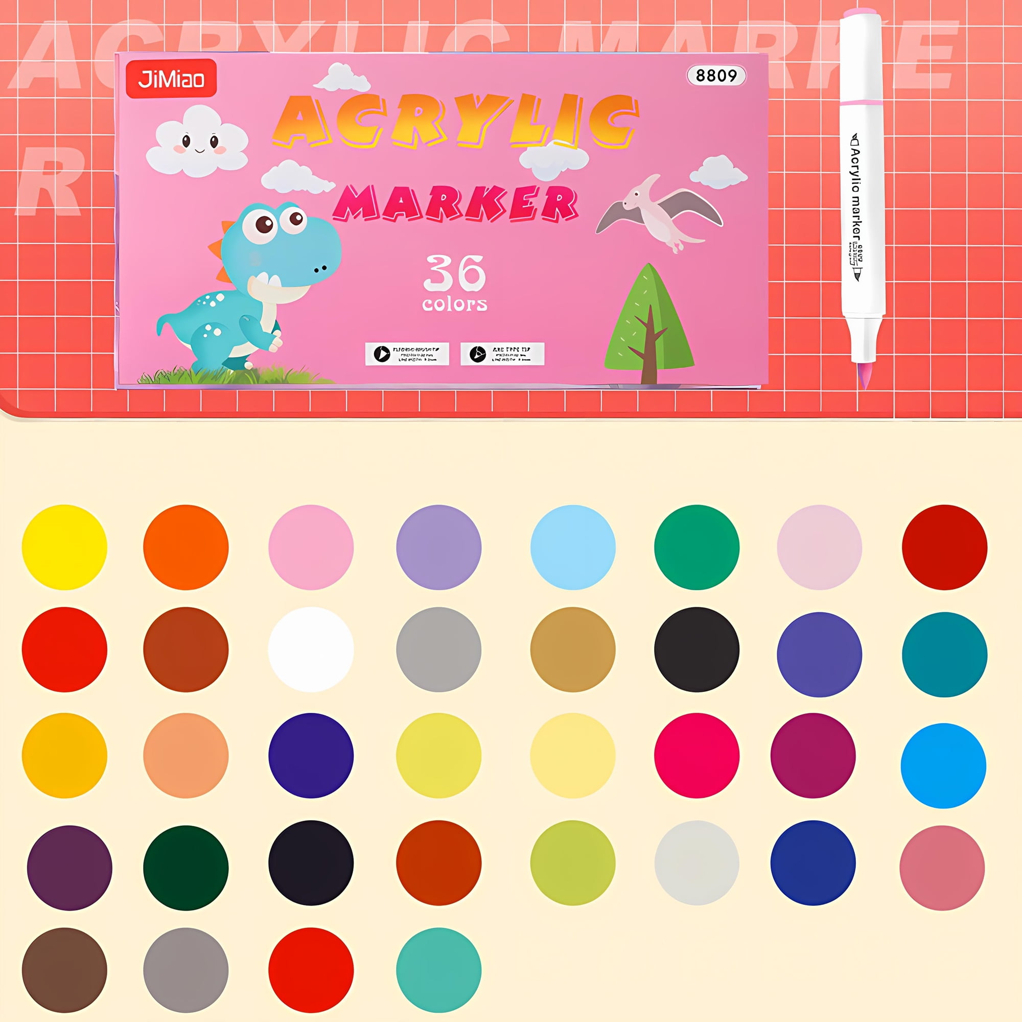 12/24/36 Colors Dual Tip Acrylic Paint Markers,Chisel Tip and Brush Tip ...