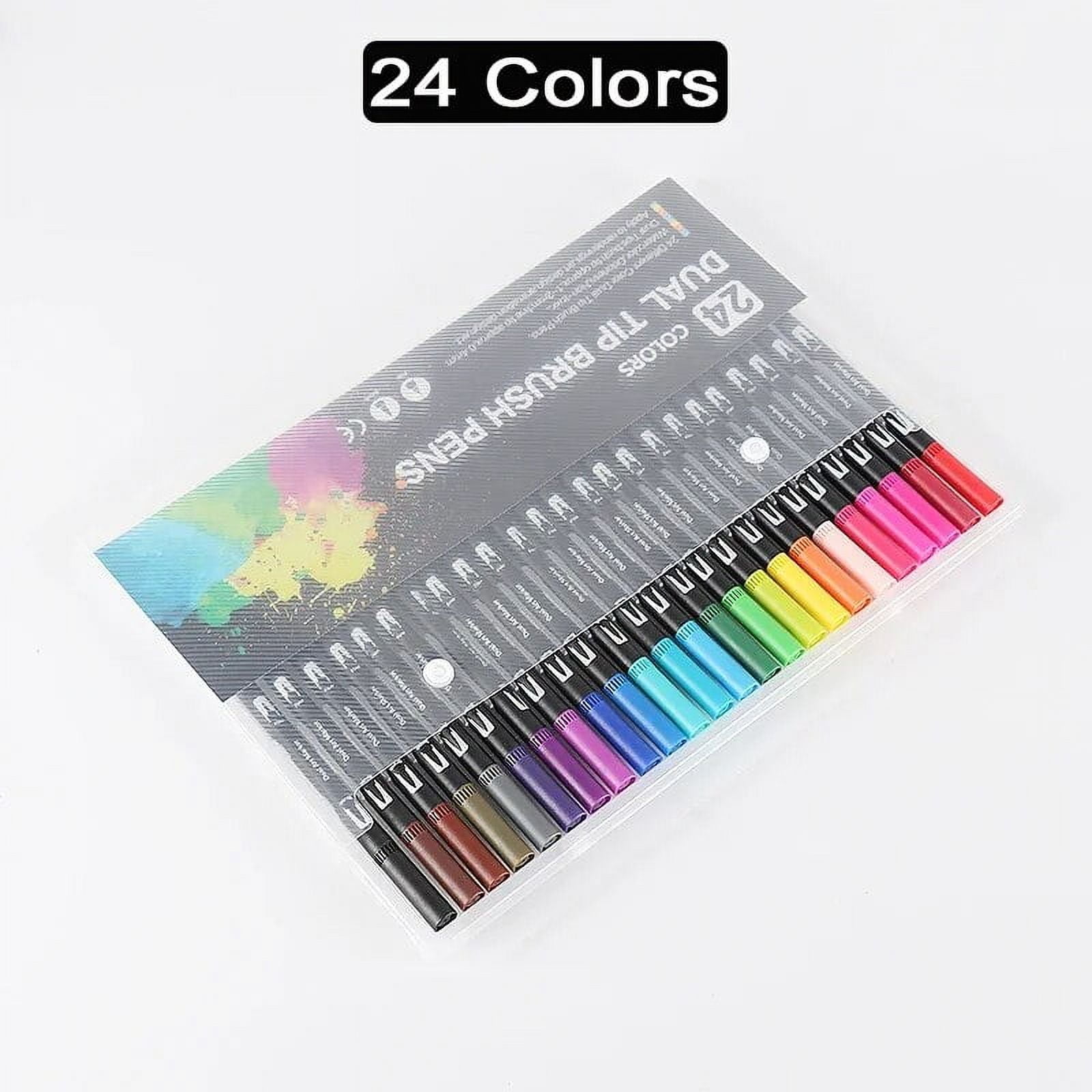 12 24 36 Colour Felt Tip Pens Watercolour Marker Pen,Double Art ...