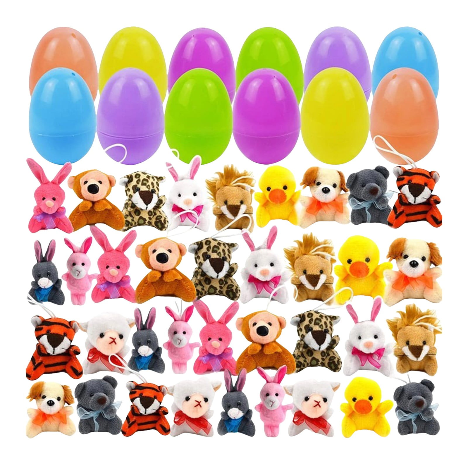 12/24/36 Pack Prefilled Easter Eggs of Mini Stuffed Animal Plush Toys ...