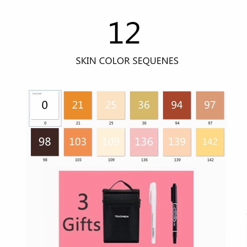 12/24/36Colors Marker Skin Tones Set Art Markers Pen Artist Dual Headed ...