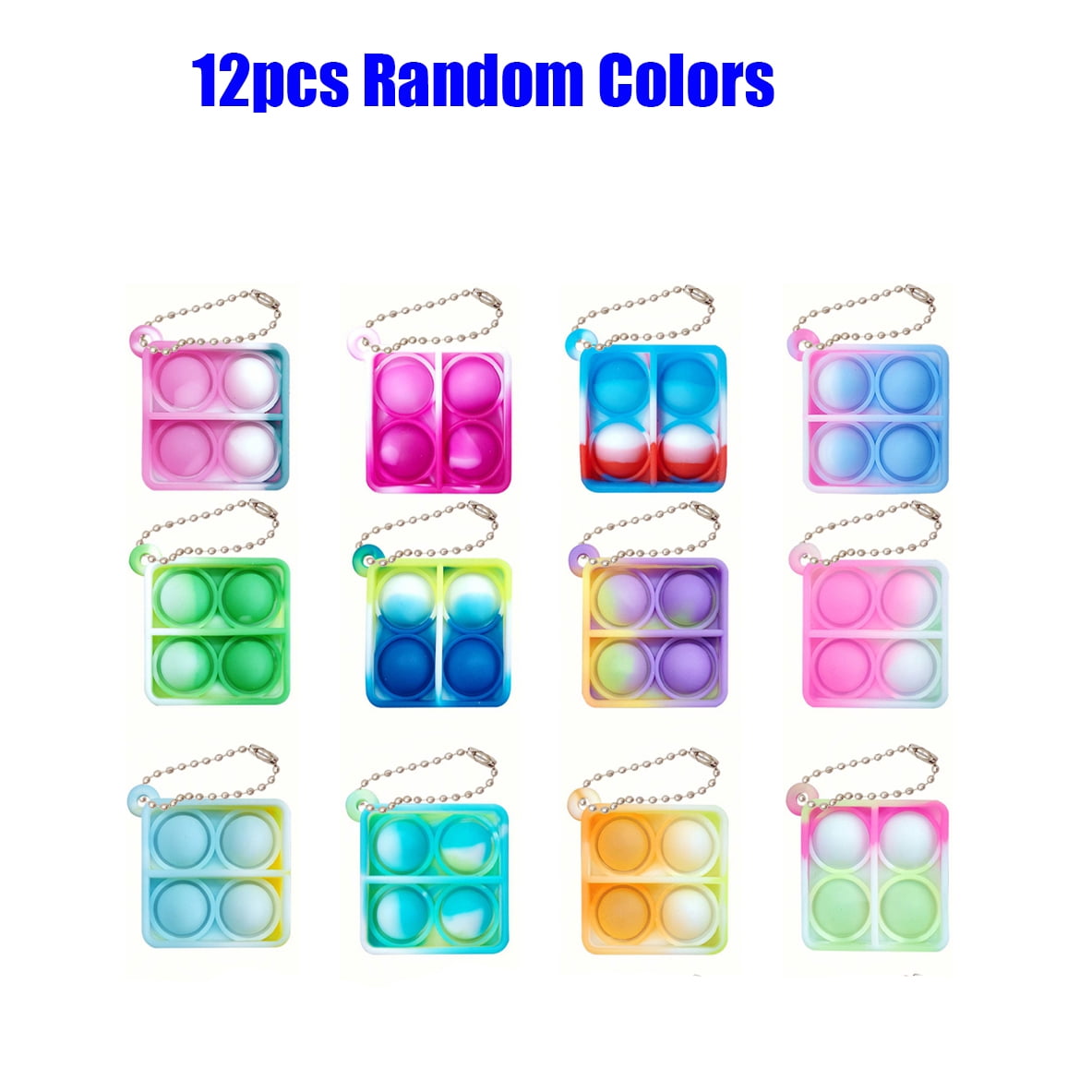 12/24/48Pcs Mini Pop Fidget Toy Pack Kit Keychain Stress Relief Toys ...