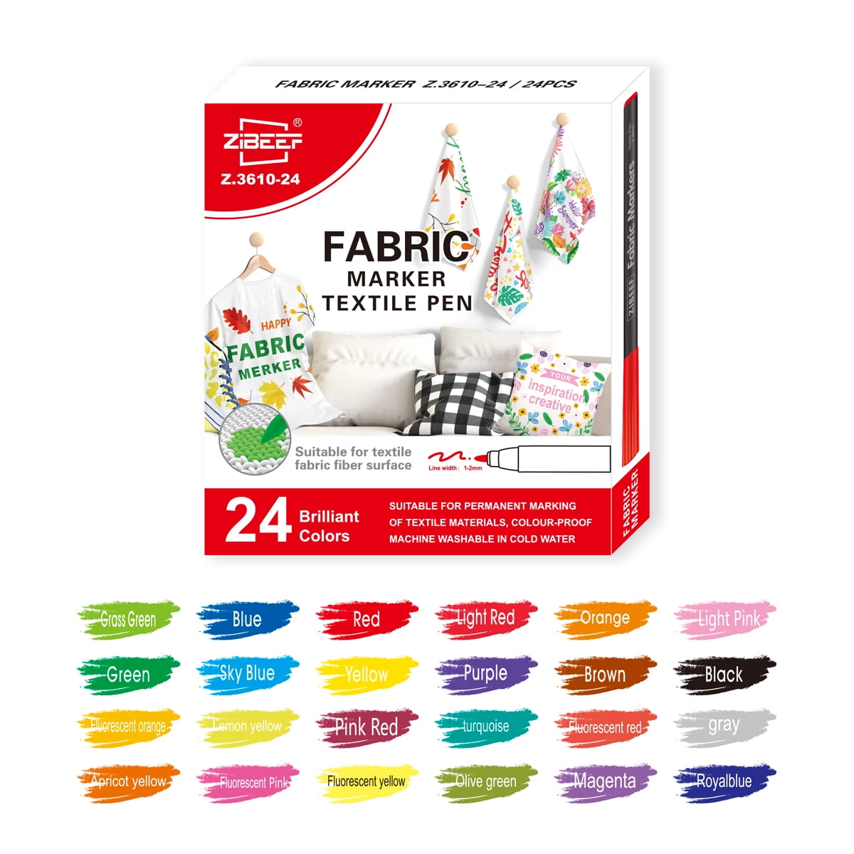 12/24 Colors/set Waterproof Colorfast Fabric Textile Marker Pen ...