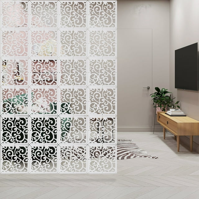 12/24 PCS Hanging Room Divider Thick Wall Screen Panels Floral Carving ...