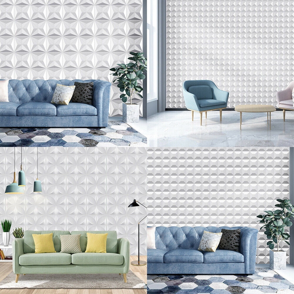 12/24 Pack 11.8"x11.8" PVC 3D Wall Panels Diamond Design Tiles Decor ...
