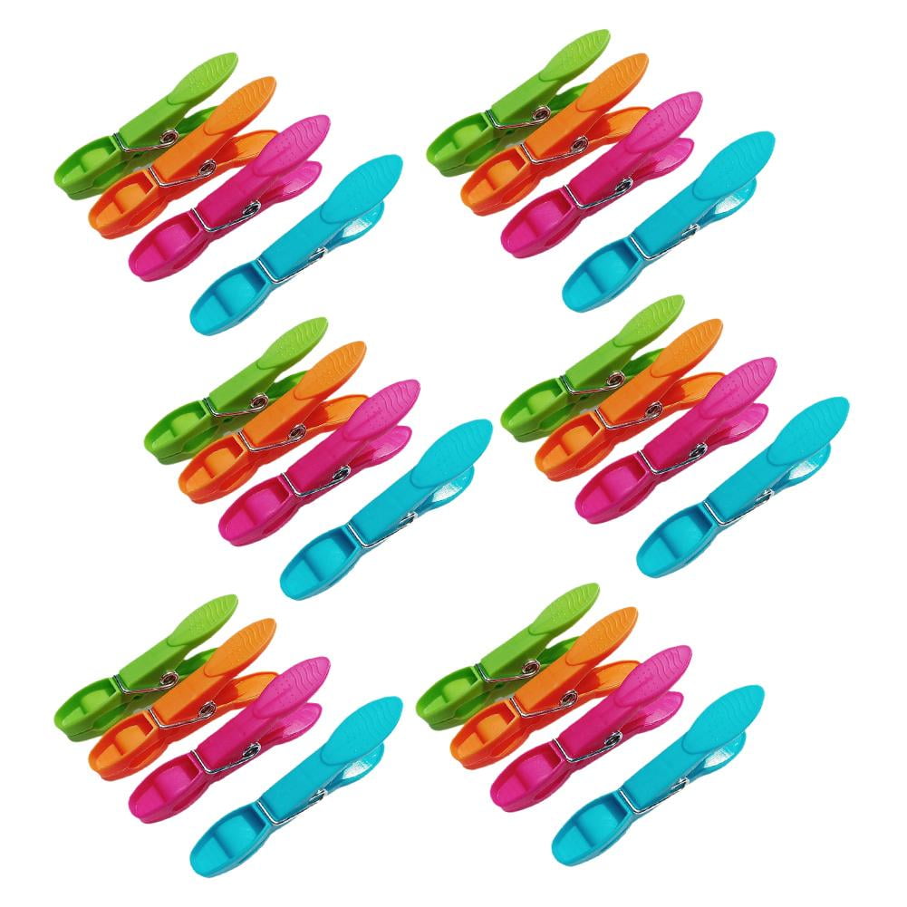 12/24 Pack Colorful Plastic Clothespins, Heavy Duty Laundry Clothes ...