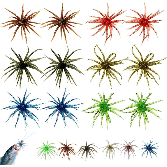 12/24 Pack Sea Urchin Bait, Soft Plastic Fishing Lure, Realistic Fuzzy ...