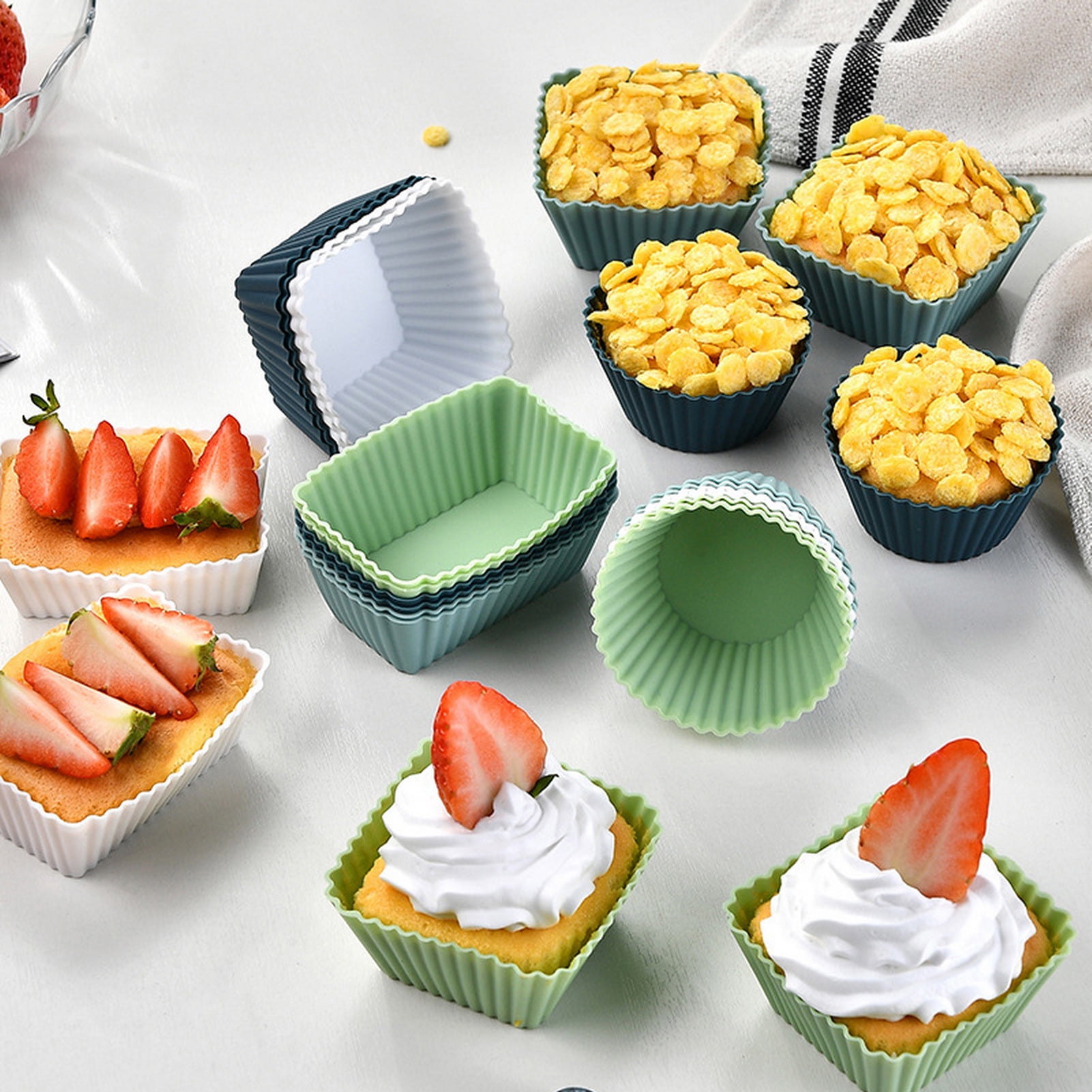 12/24 Pcs Muffin Cup Silicone Food-Grade Non-deformation BPA-free Heat ...