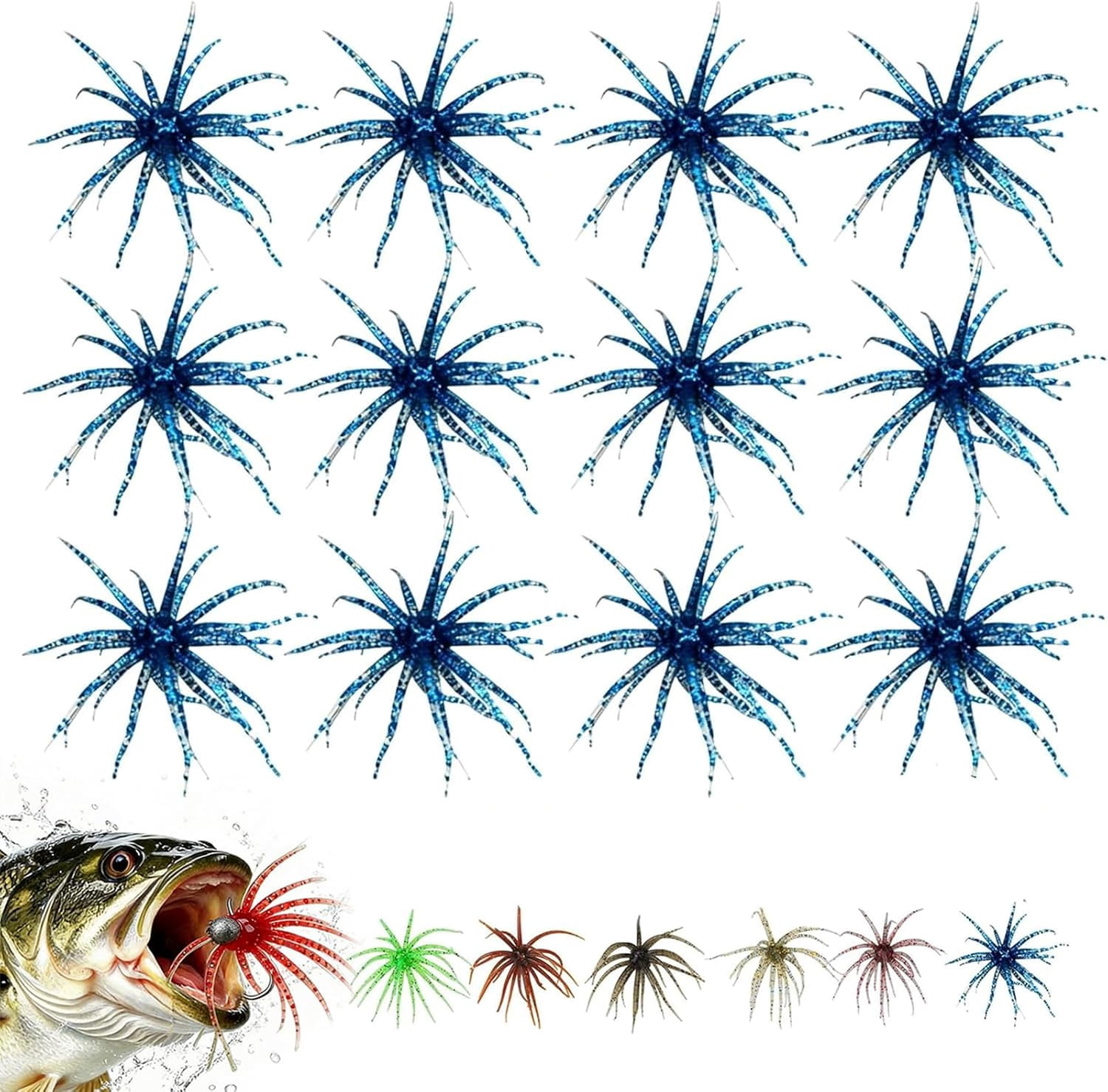 12/24 Pcs Sea Urchin Bait for Bass Fishing Lures, TPR Soft Plastic ...