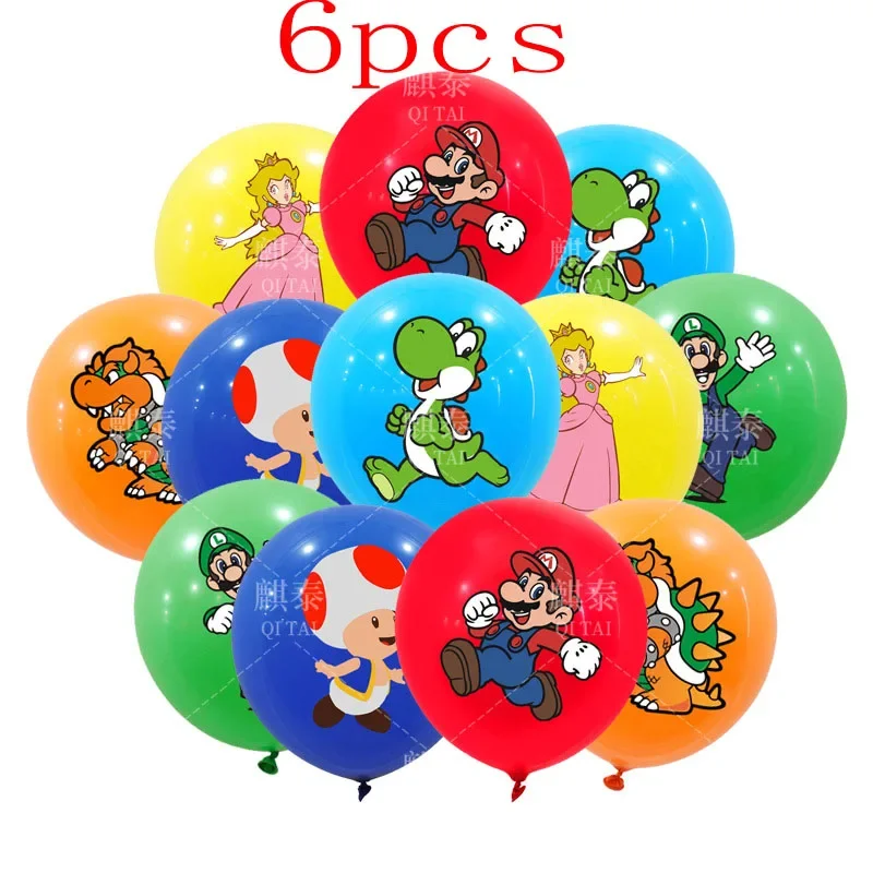 12/24 Pieces Super Mario Bros Luigi Yoshi Series Balloons Anime Figures ...