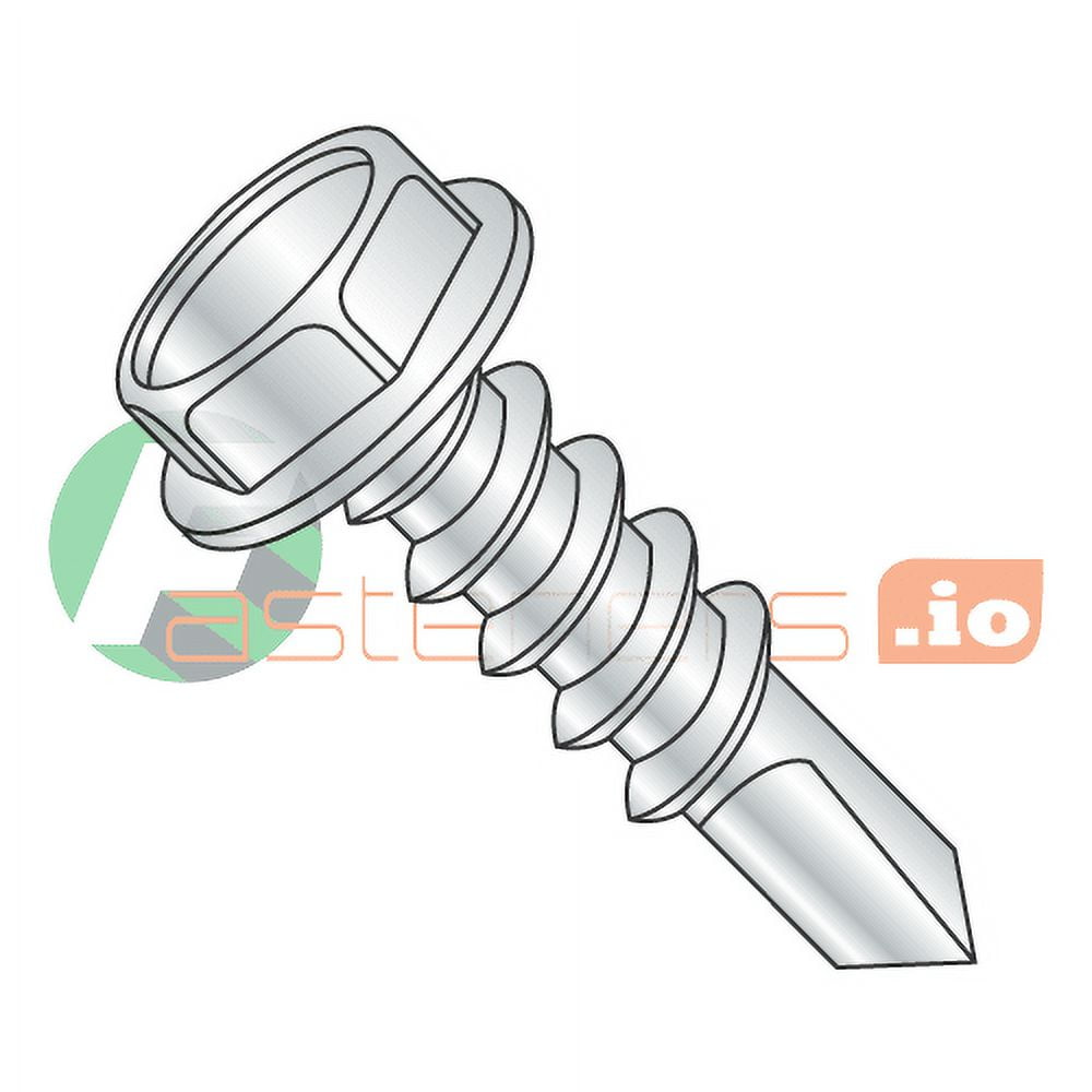 #12-24 x 1 1/4" Self-Drilling Screws / Unslotted / Hex Washer / Steel ...