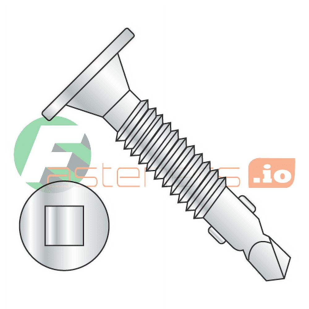 12-24 x 2" Self-Drilling Screws / Square / Wafer Head / Steel / Zinc ...