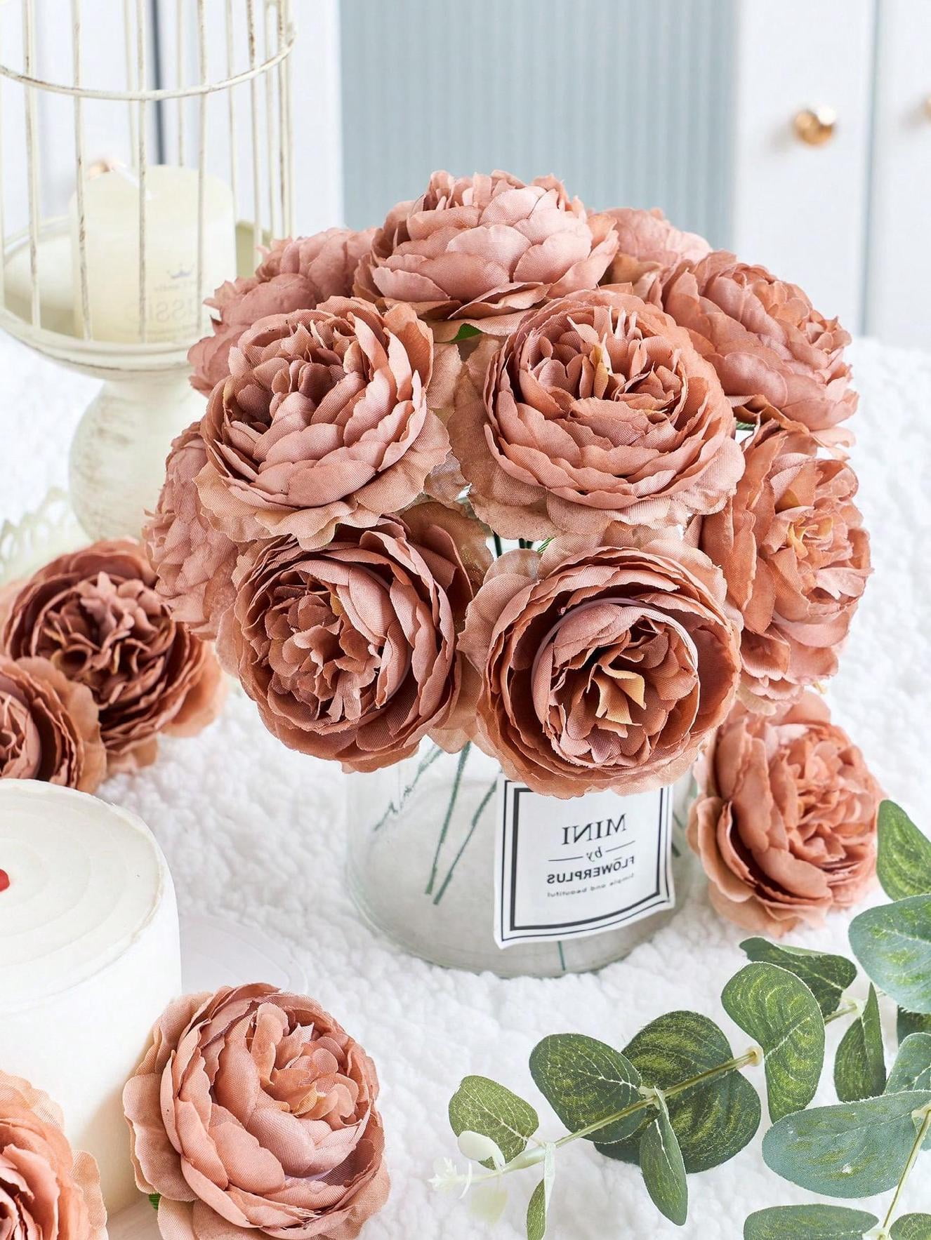12/24PCS Artificial Peony Flowers Realistic Flower Heads for Wedding ...