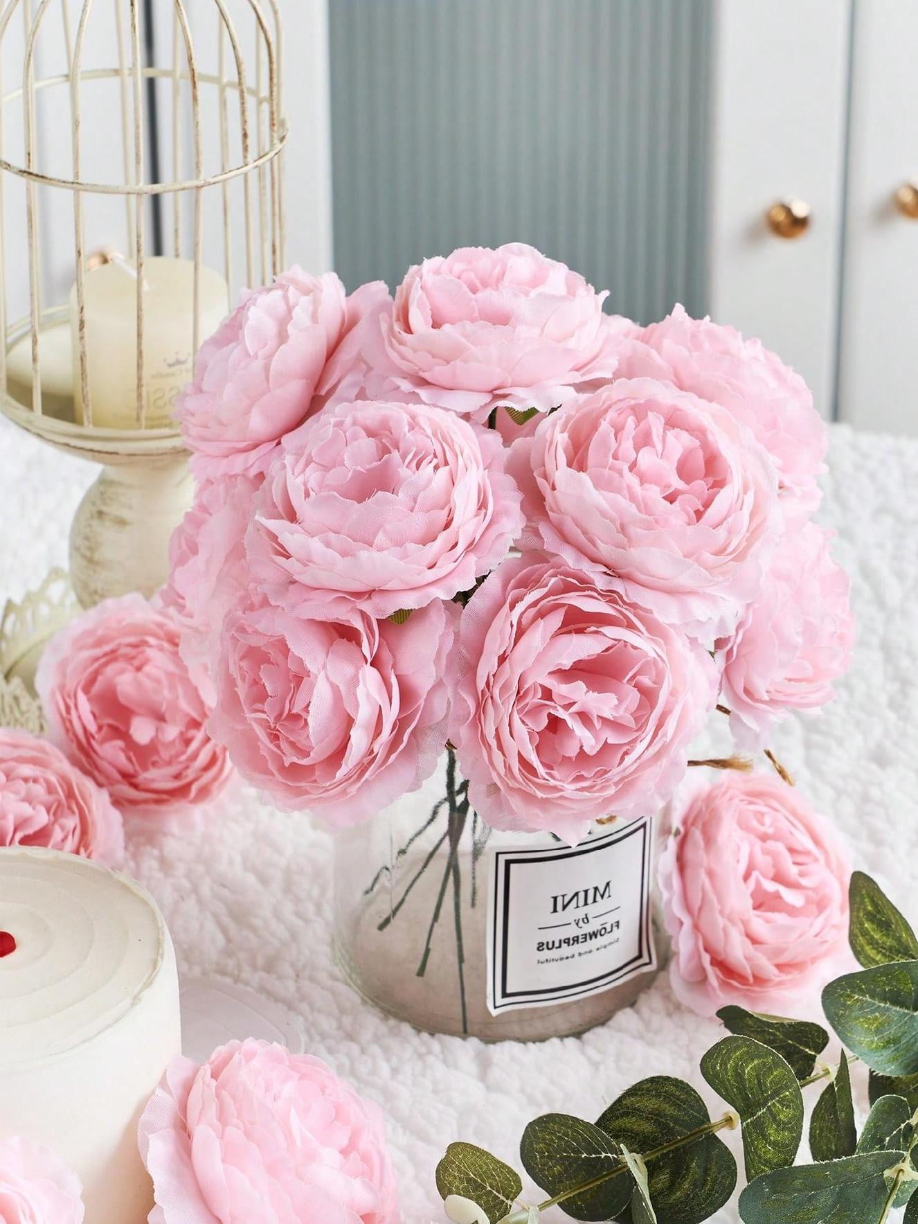 12/24PCS Artificial Peony Flowers Stems for Wedding Party, Cake & Table ...
