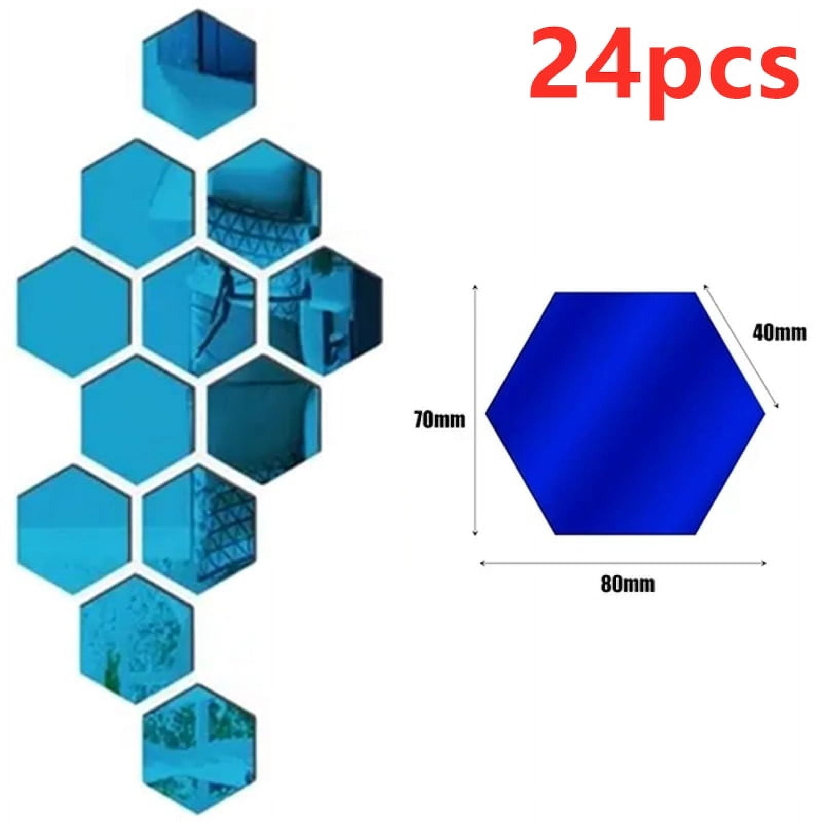 12/24Pcs 3D Hexagon Mirror Wall Stickers DIY Removable Self Adhesive ...