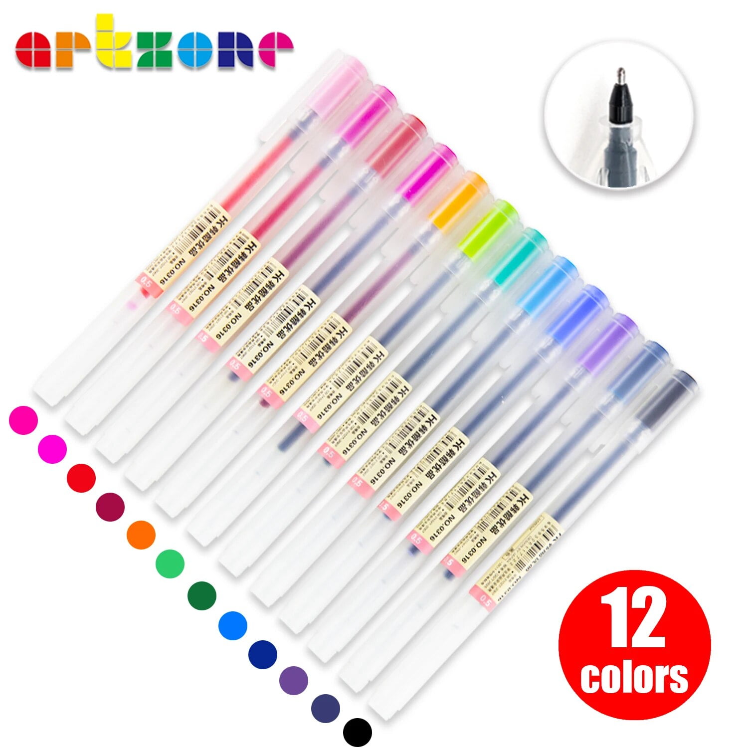 12/24Pcs Colored Gel Pens 0.5mm Fine Point Colorful Japanese Smooth ...