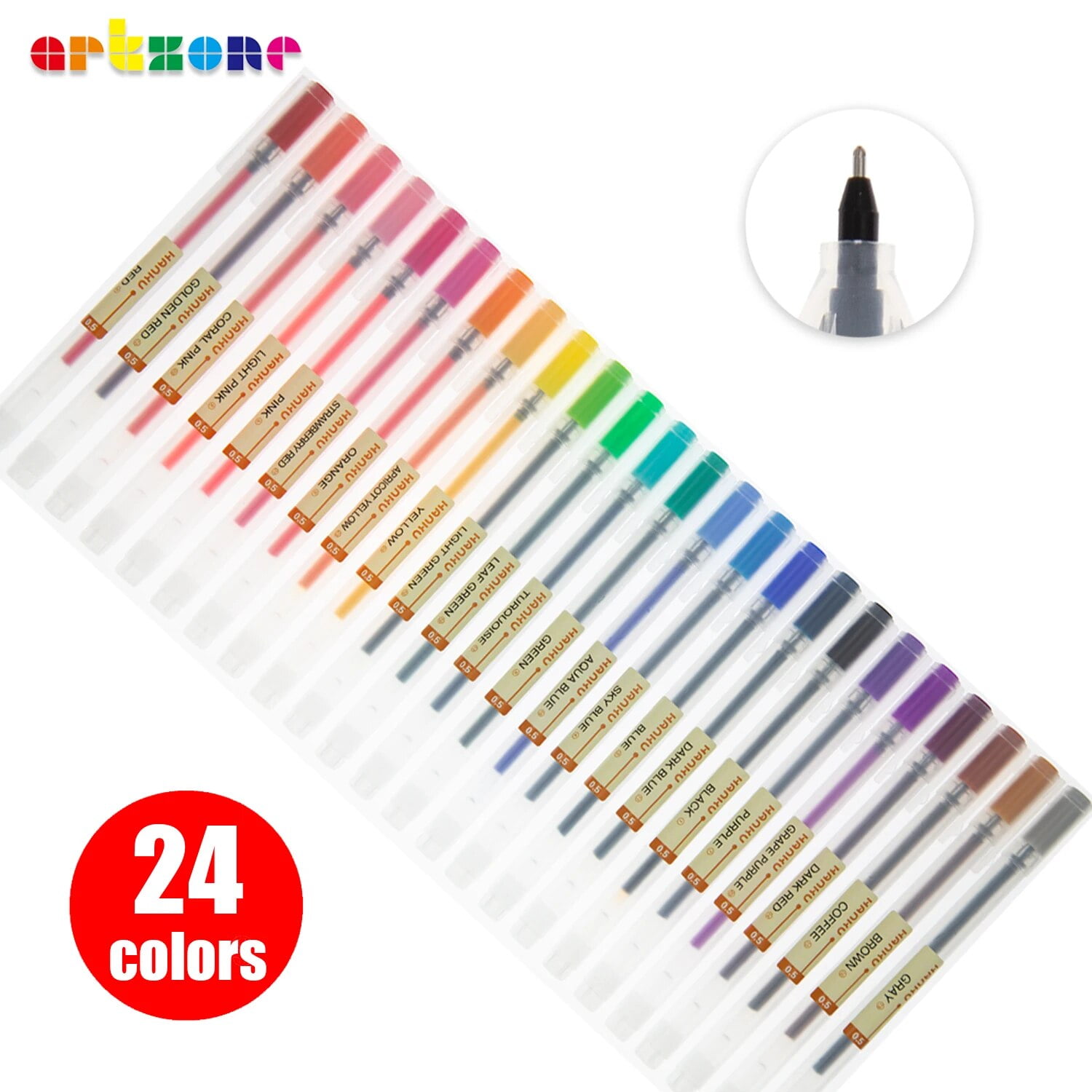 12/24Pcs Colored Gel Pens 0.5mm Fine Point Colorful Japanese Smooth ...