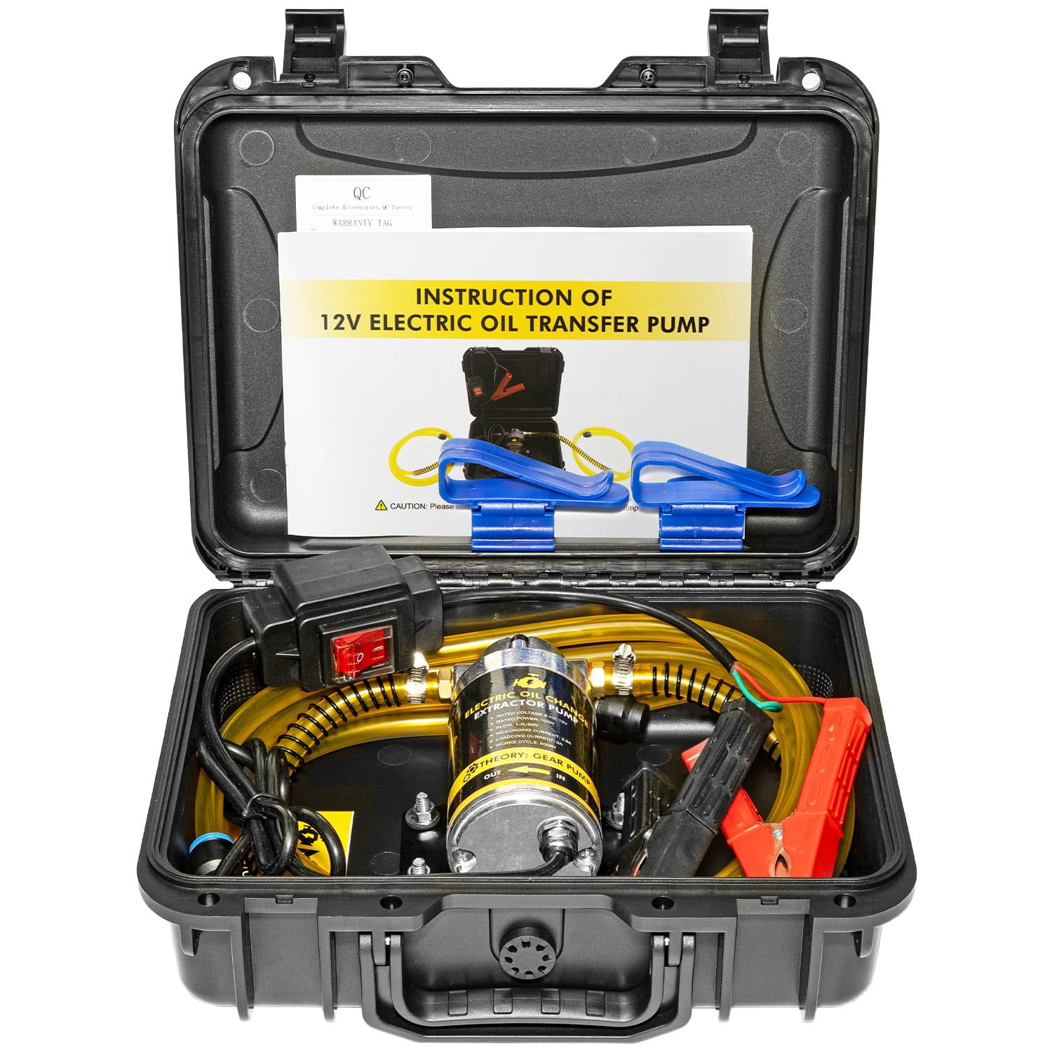 12/24V 100W Marine Engine Oil Extractor Pump, Upgraded Anti-Kink Hose ...