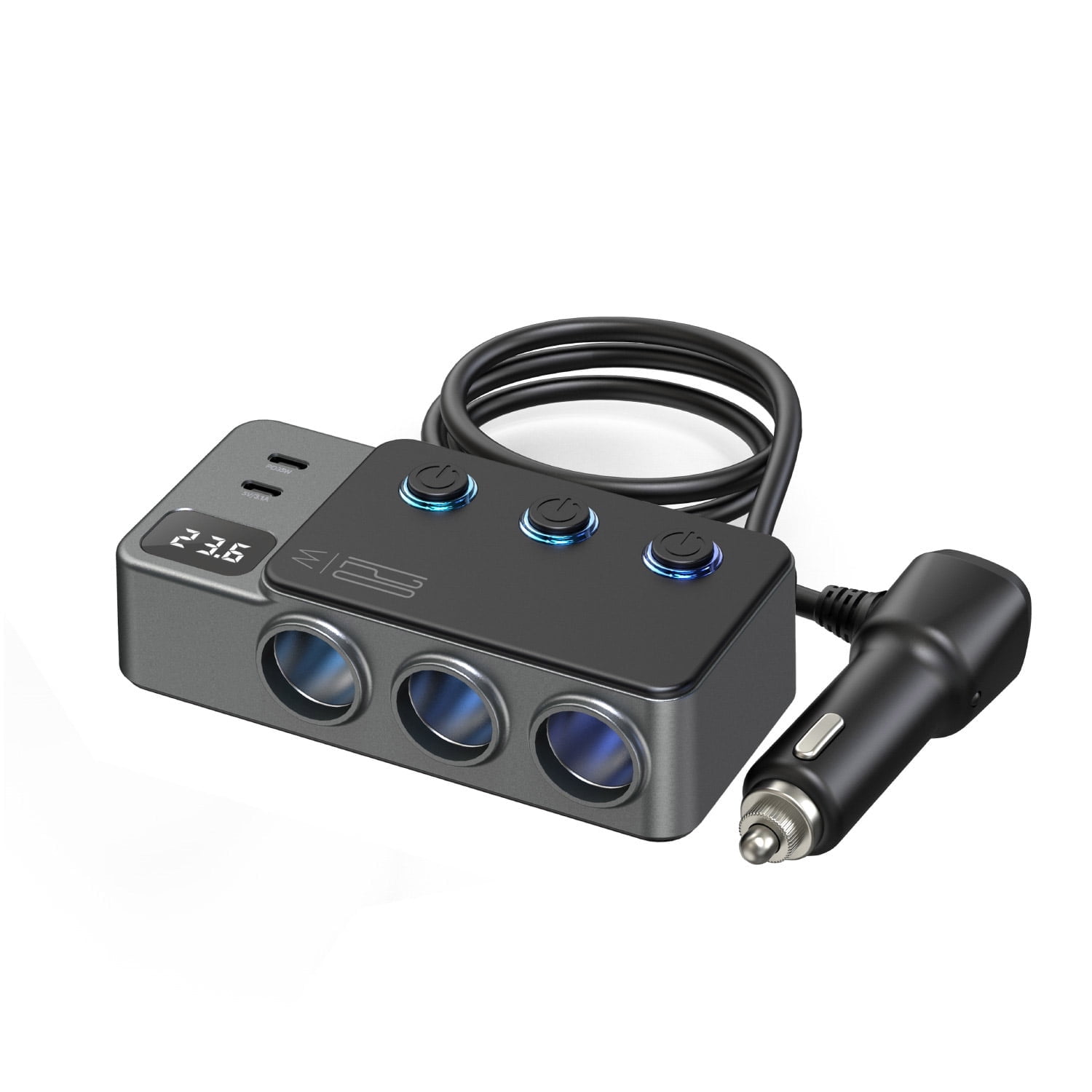12/24V 120W 5 Ports Output Voltage Display car Cigarette Lighter Socket ...