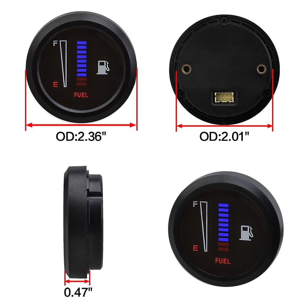 12/24V 2" 52mm Car Motorcycle Fuel Level Meter Gauge LED Display ...