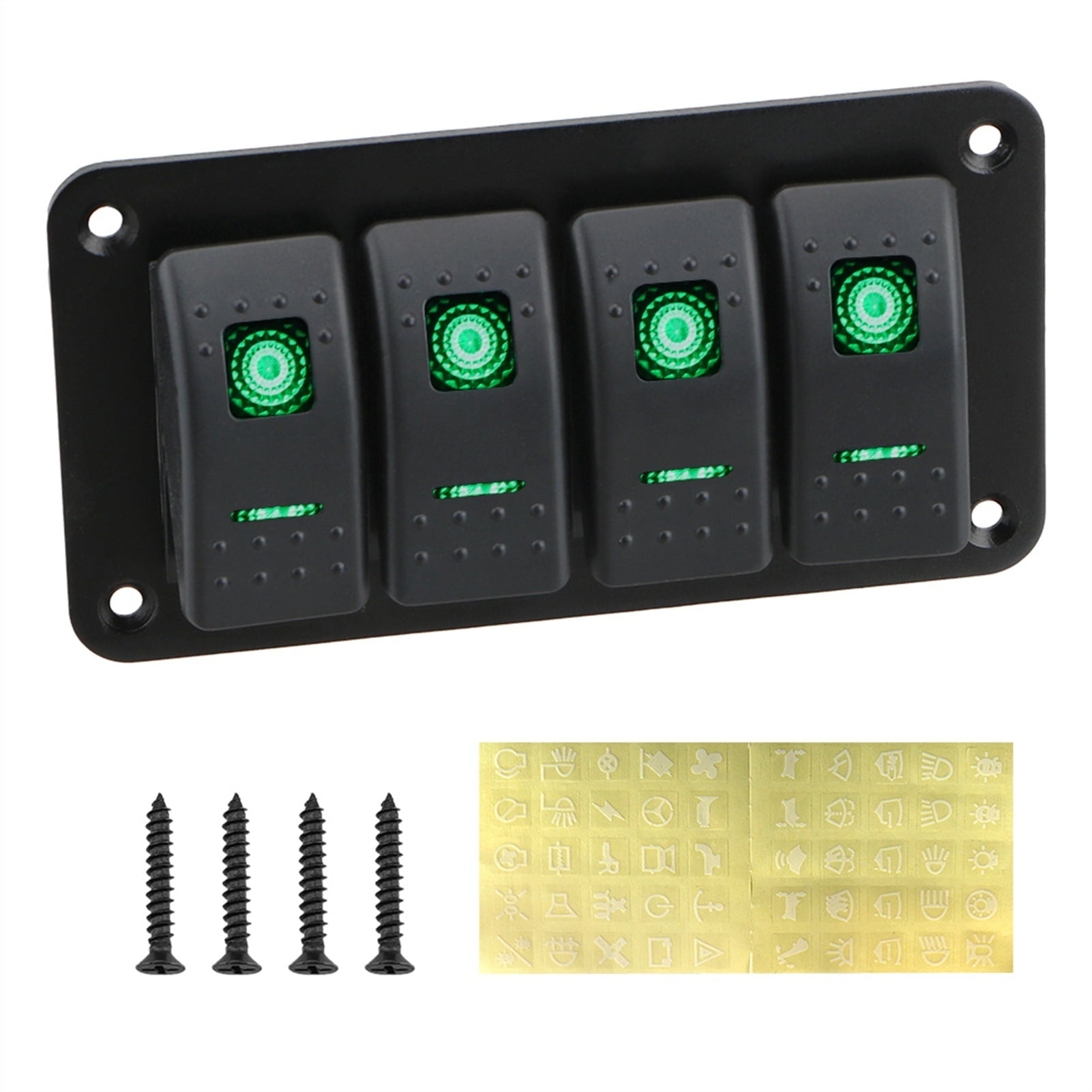 12/24V 6 LED Waterproof Toggle Switch Panel Gang ON-OFF Double Light ...