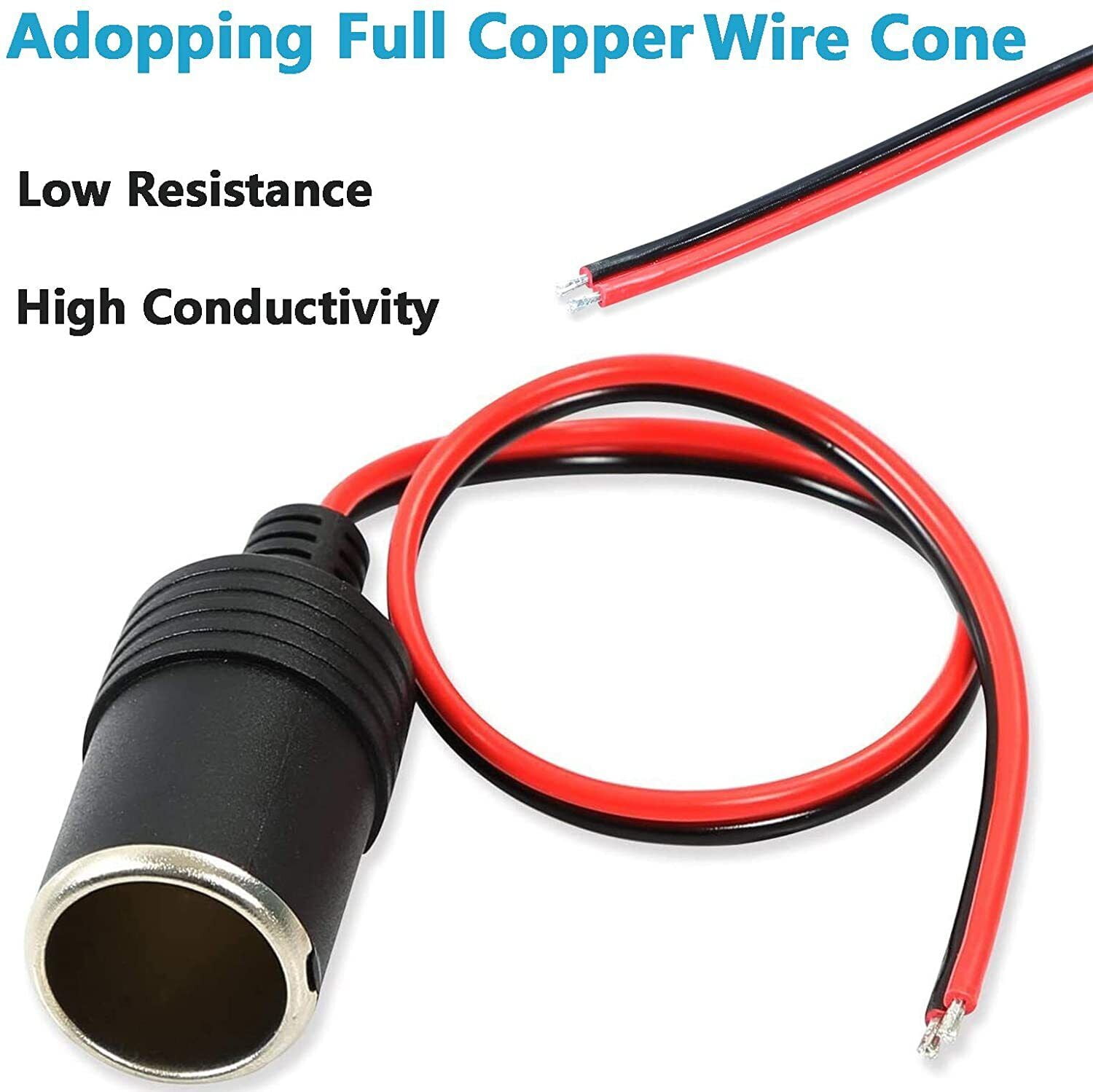 12/24V Car Cigarette Lighter Charger Cable NS Female Socket Adapter ...