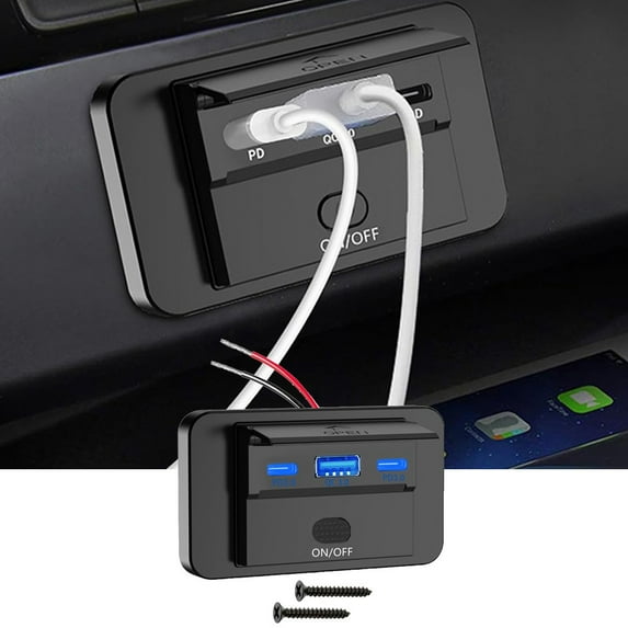 12-24V Dual USB Car Charger Socket with QC3.0 & PD3.0 Fast Charging for ...
