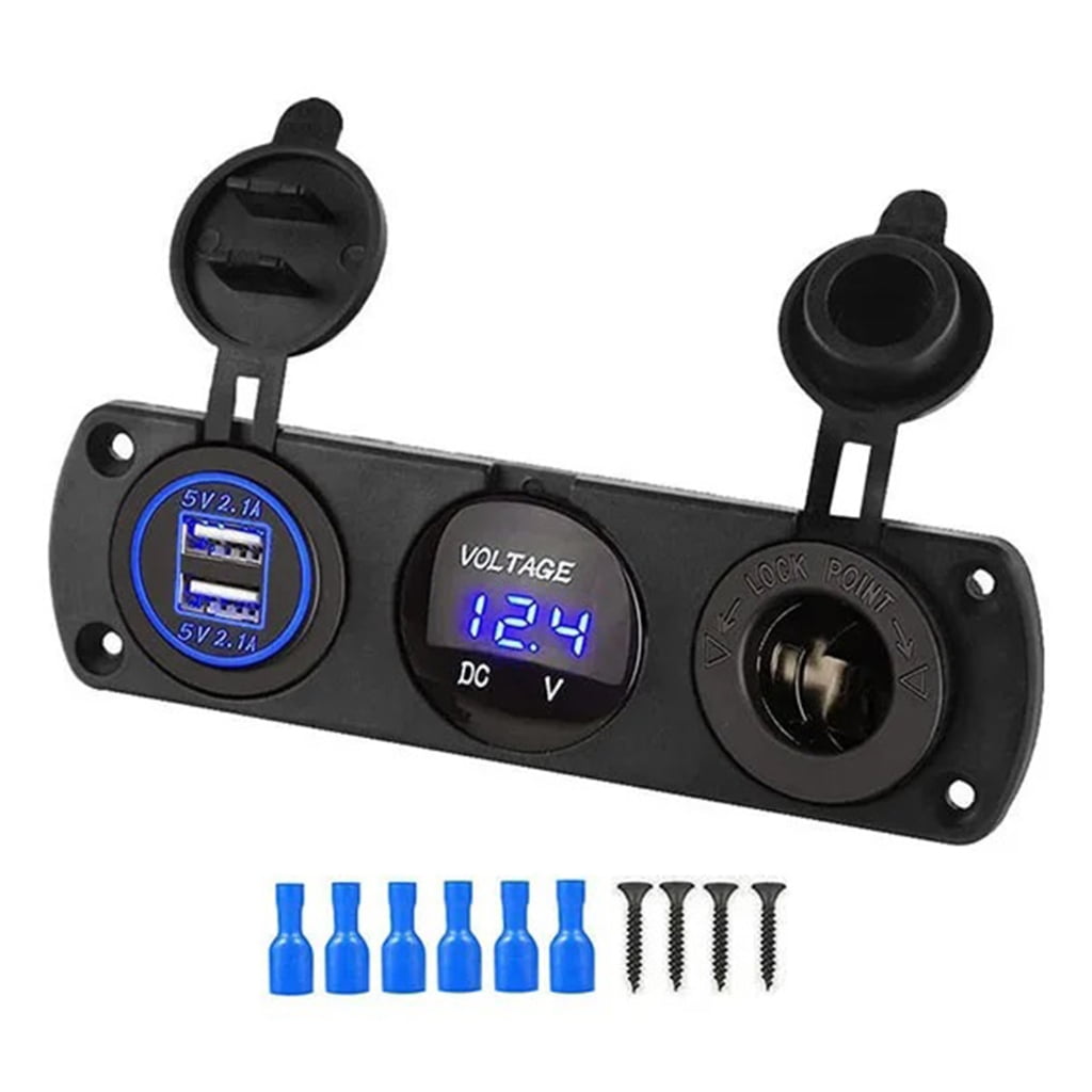 12-24V Socket Splitter 3 in 1 Waterproof Double USB Charger Socket ...