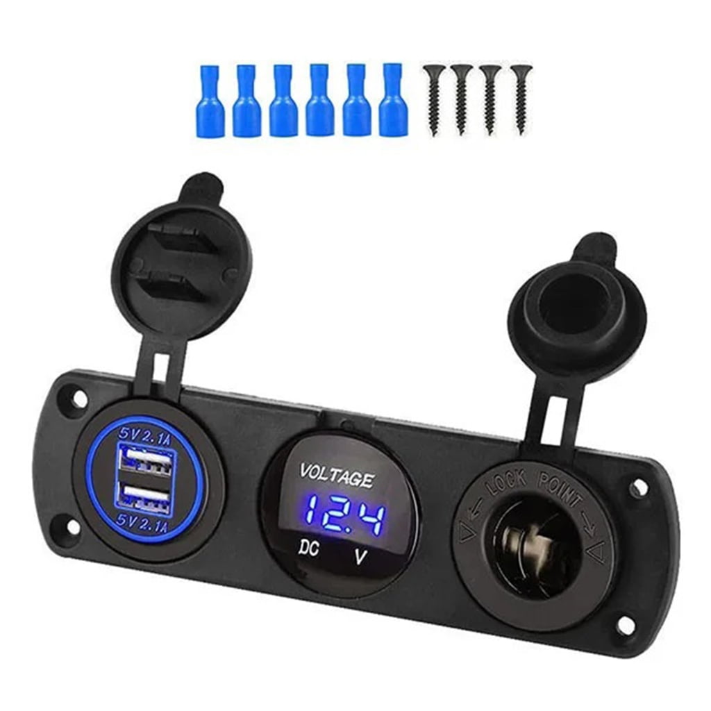 12-24V Socket Splitter 3 in 1 Waterproof Double USB Charger Socket ...