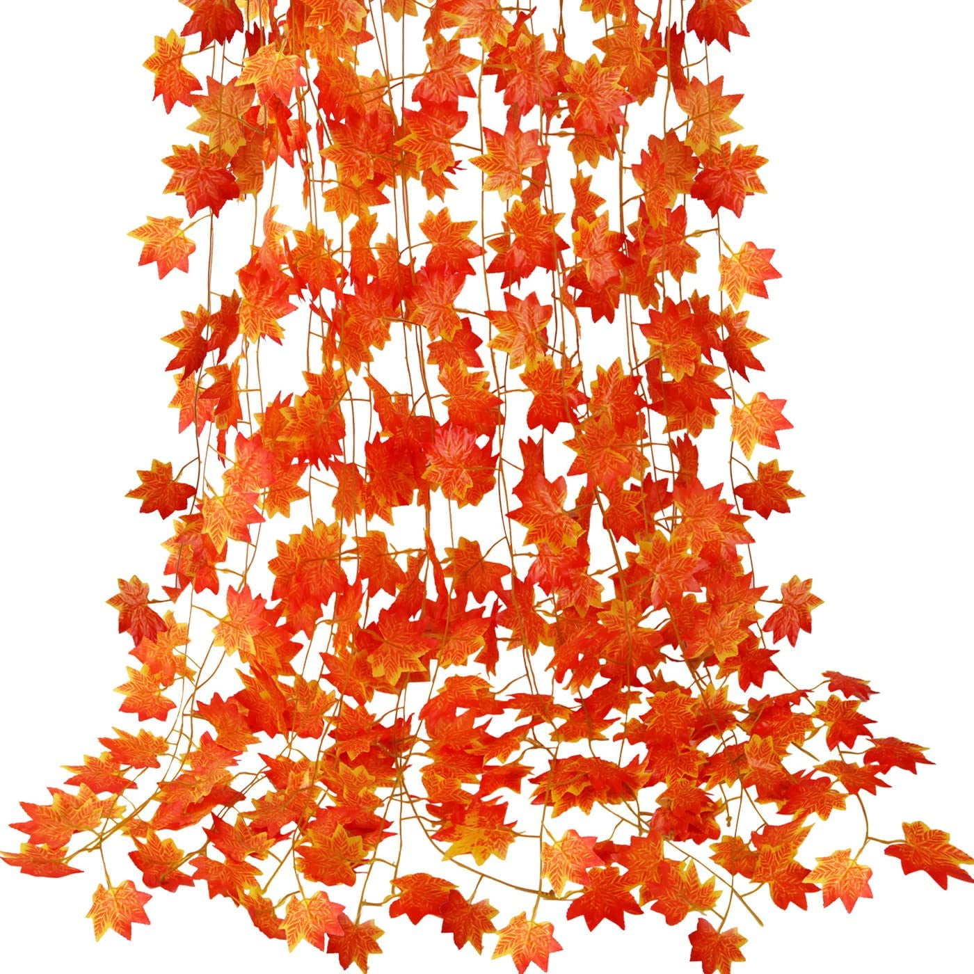12/24pcs Artificial Maple Leaves Vines Garland Fall Fake Hanging Plants ...