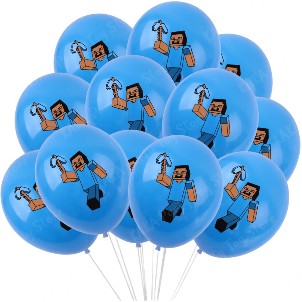 12/24pcs Pixel Miner Crafting 12 Inch Latex Balloons Boys Birthday ...