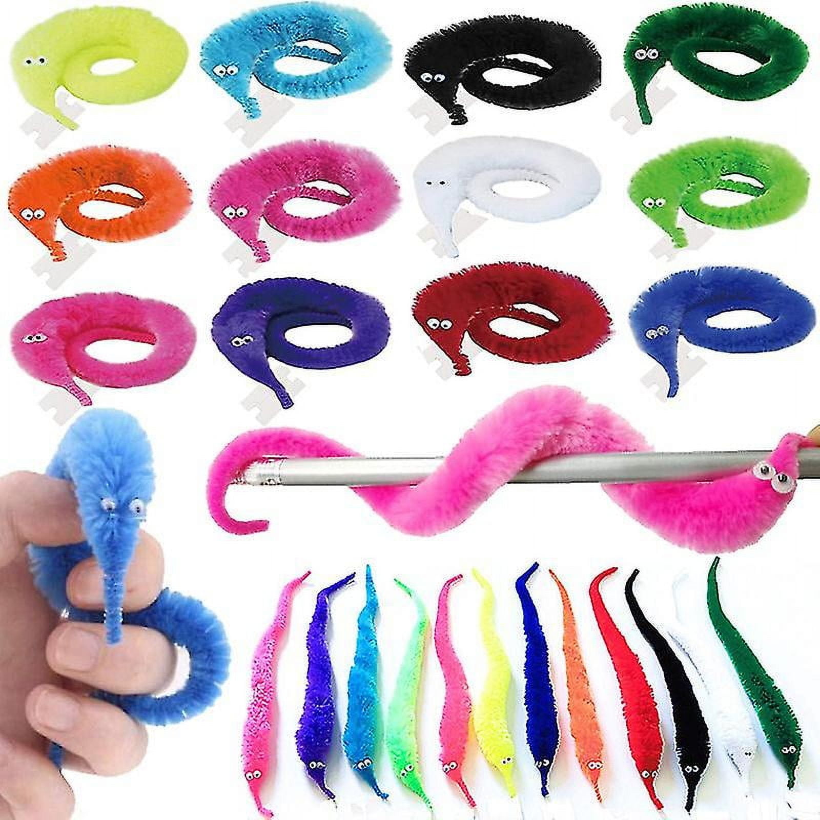 12/24pcs Twisty Worm Magic Toys Party Favors Fuzzy Worm On A String ...