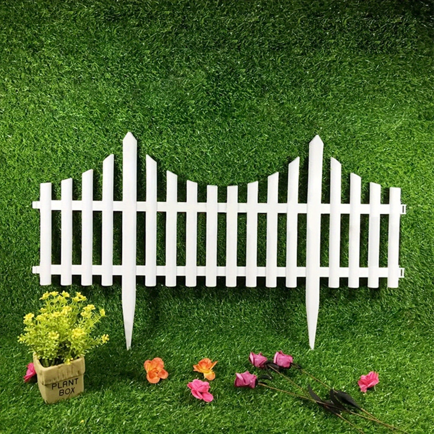 12/24pcs White Plastic Fence Panels - Versatile Garden Border Landscape ...