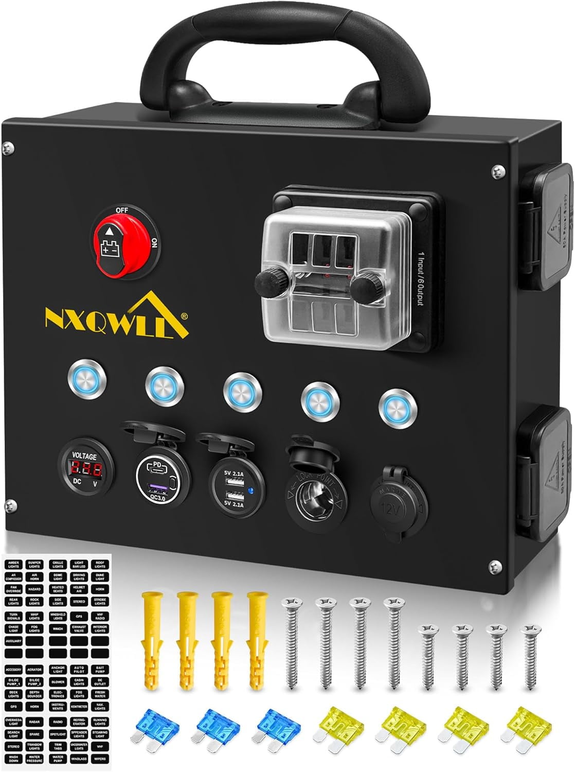 12/24v control hub, camping electrical system centre for camper rvs ...