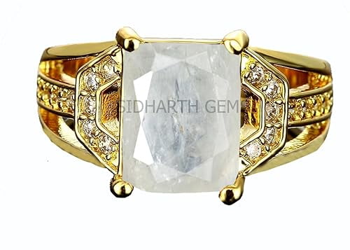 12.25 Carat / 13.25 Ratti Gold Finger Ring Natural White Sapphire Stone ...