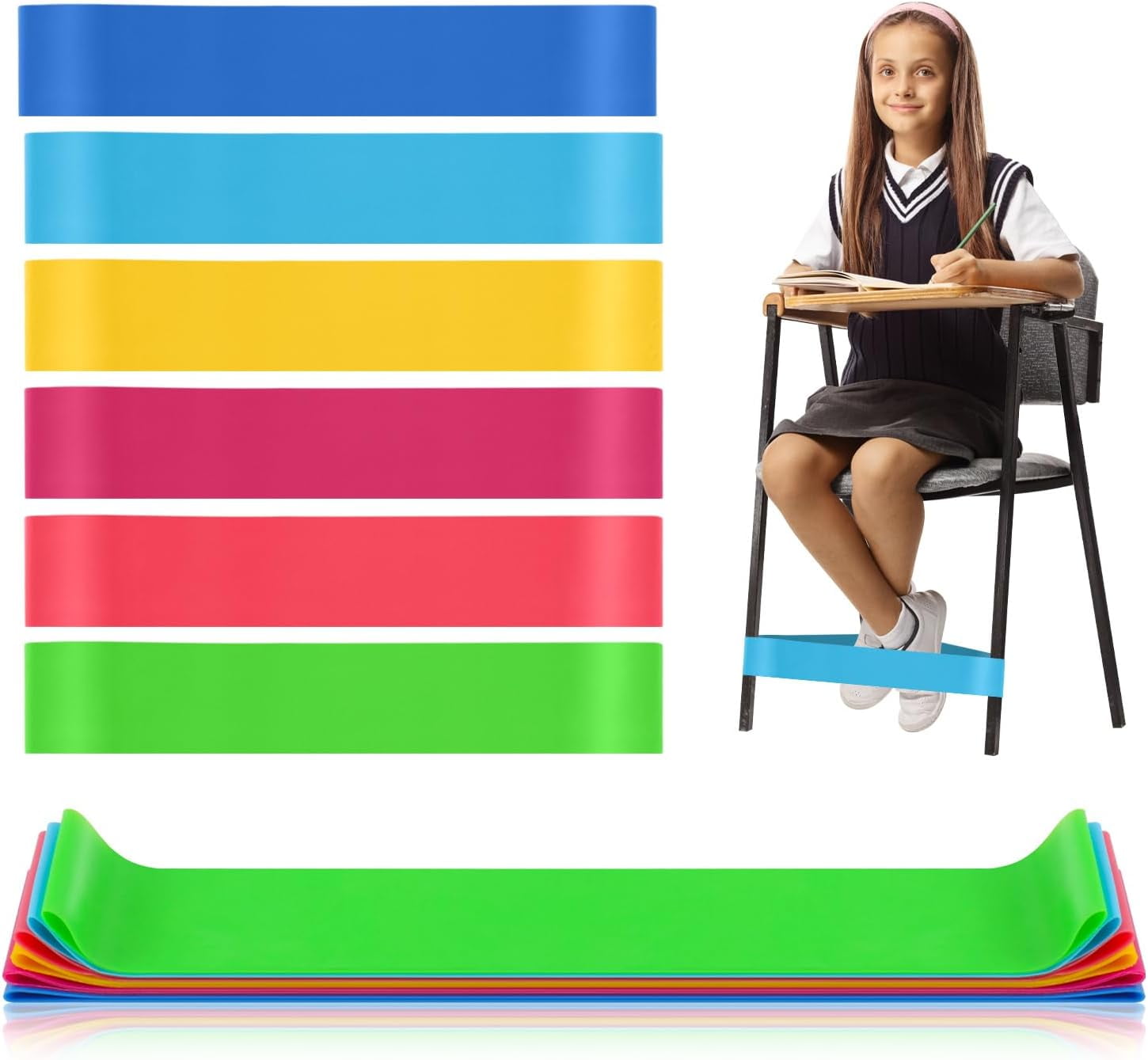 12.25"L x 1.97"W Chair Bands for Classroom, 25 Pack Rubber Stretchable ...
