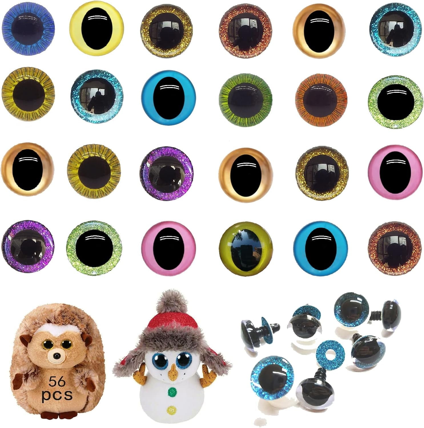 12-25mm Doll Safety Eyes，Colorful Plastic Crochet Eyes with Washers for ...