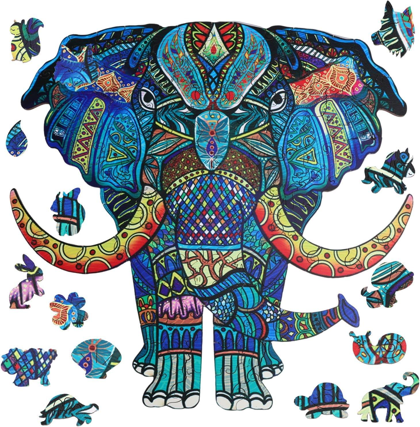 12.2x12.2inch Wooden Puzzles for Adults 120Pcs Elephant Wooden Jigsaw ...