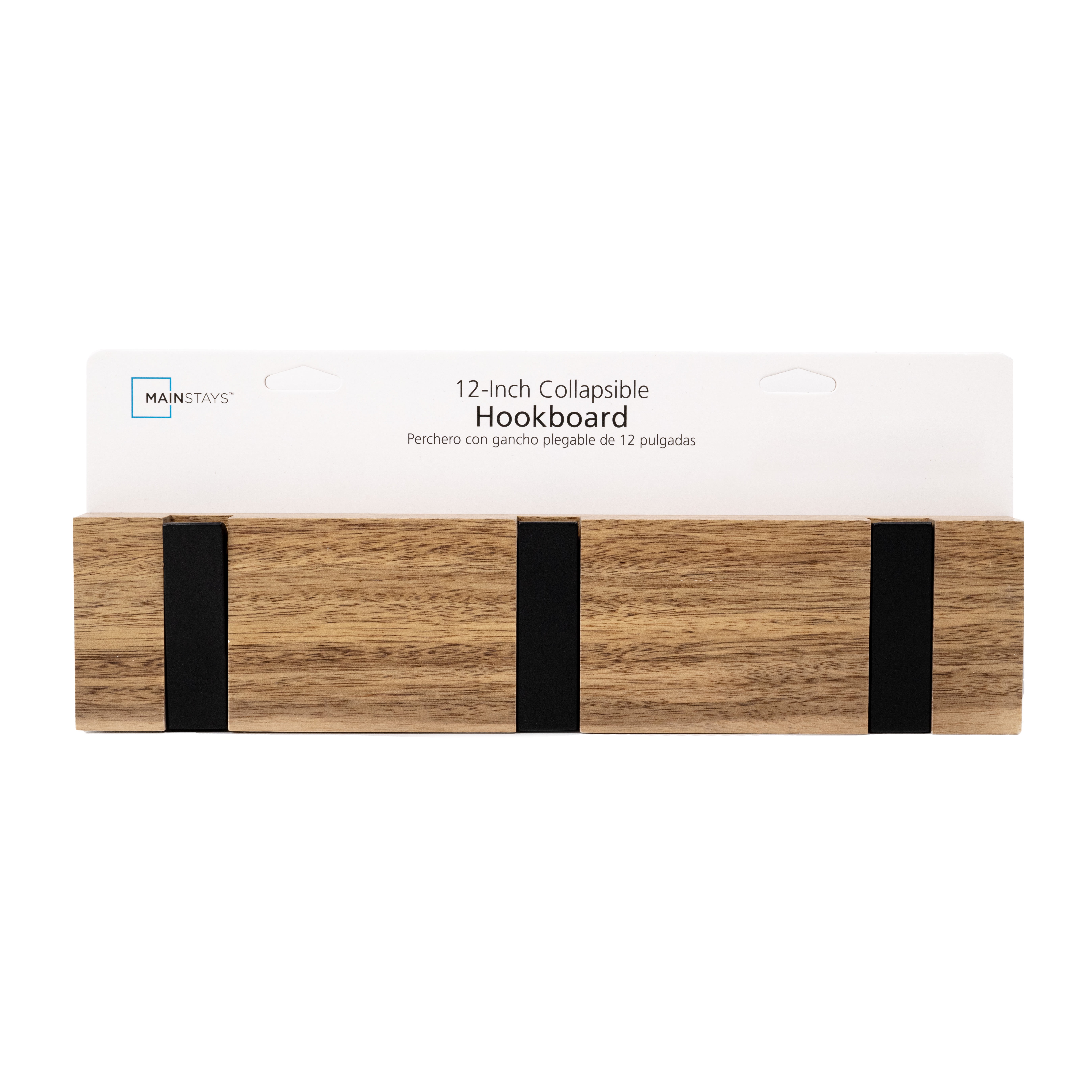 Mainstays 12" 3 Hook Collapsible Wood & Metal Hookboard - Walmart.com