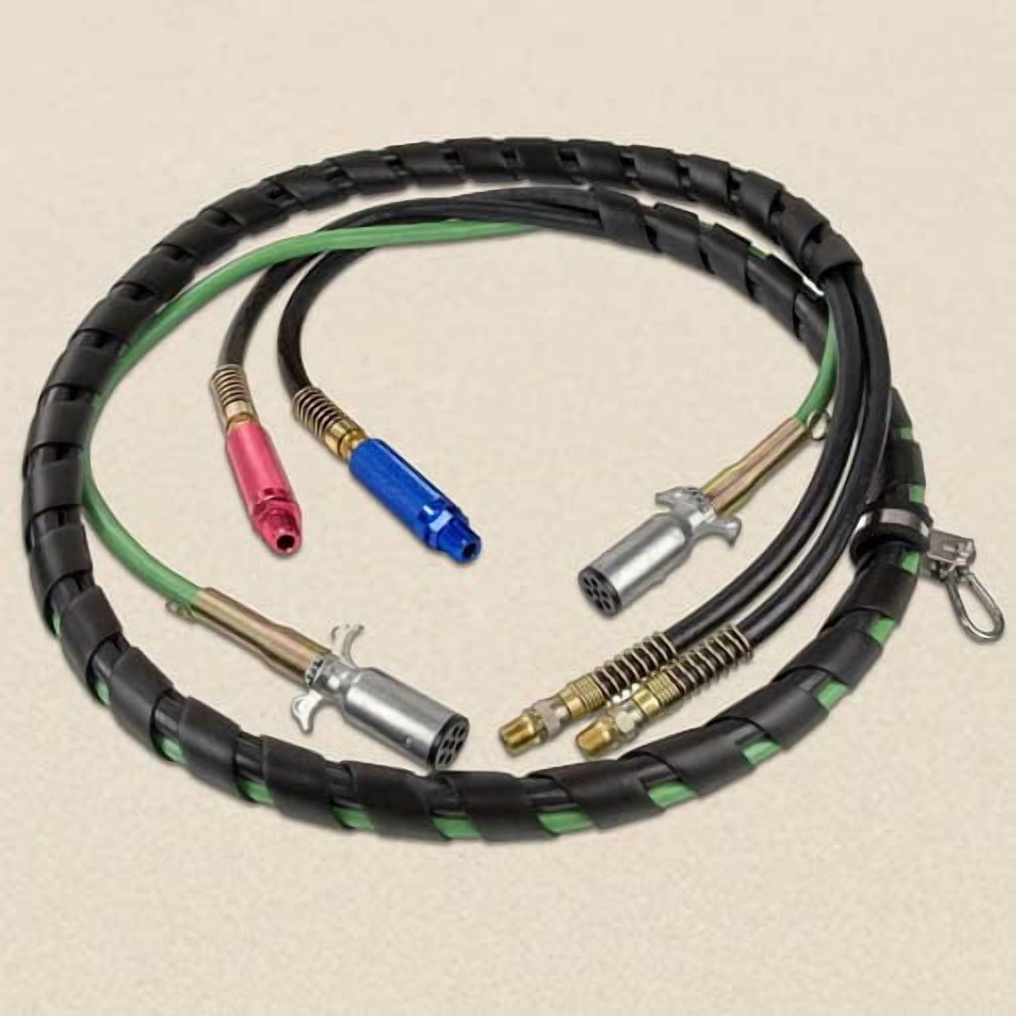 12' 3-IN-1 WRAP - 7 WAY ELECTRICAL TRAILER CORD CABLE ABS & AIR LINE ...