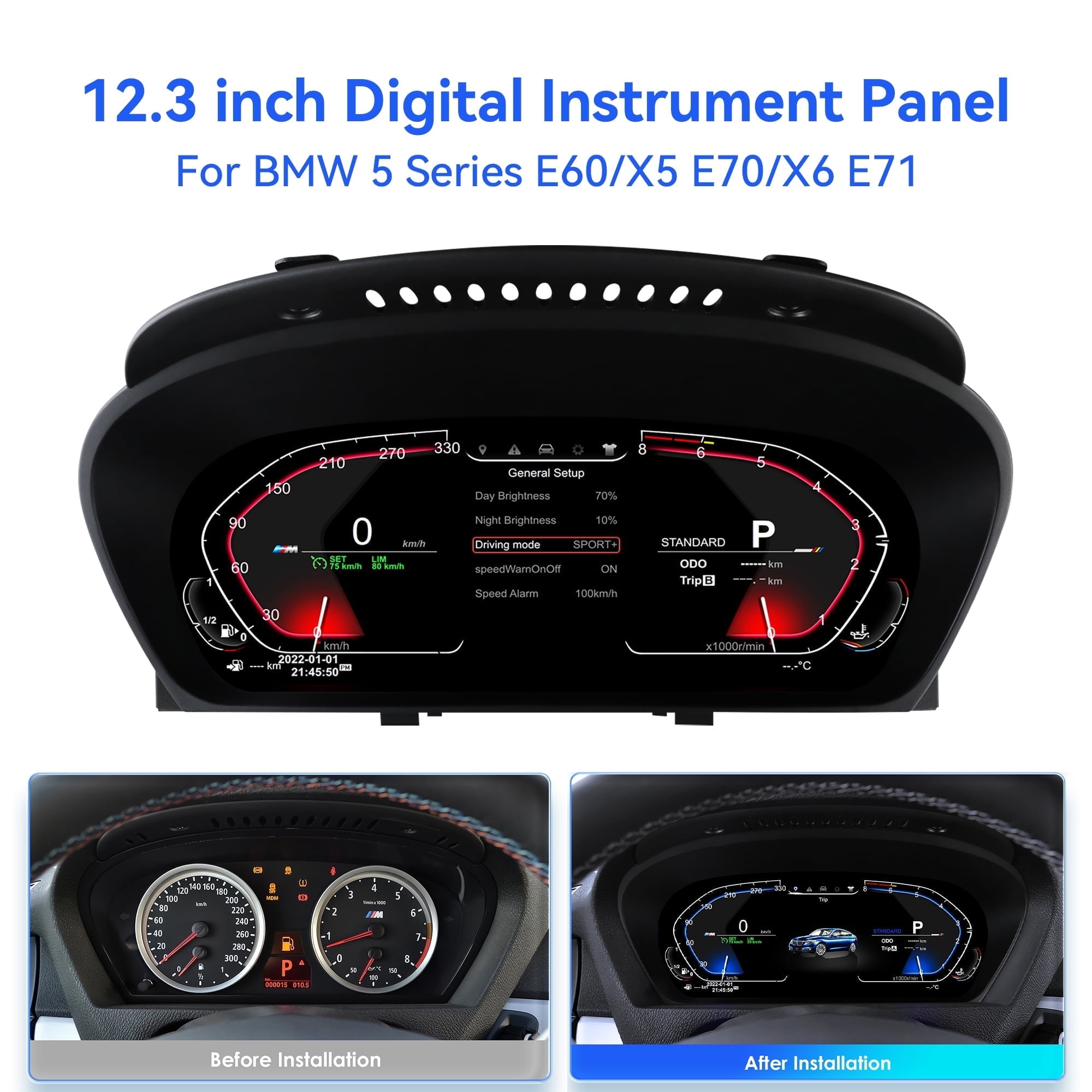 New 12.3" LCD Screen Digital Car Instrument Cluster Speedometer ...
