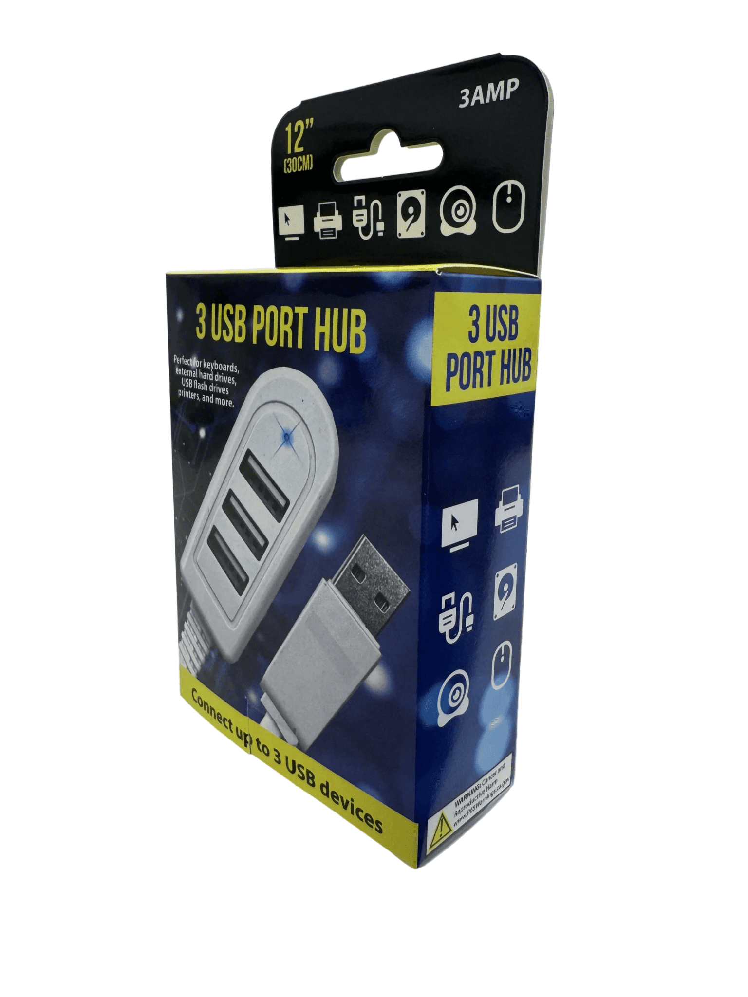 12" 3-Port USB Expander 3AMP – Expand connectivity and power for ...