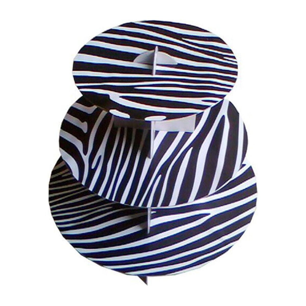 12" 3 Tier Cardboard Cup Cakes Display Holder Stand Tower Wedding Zebra ...