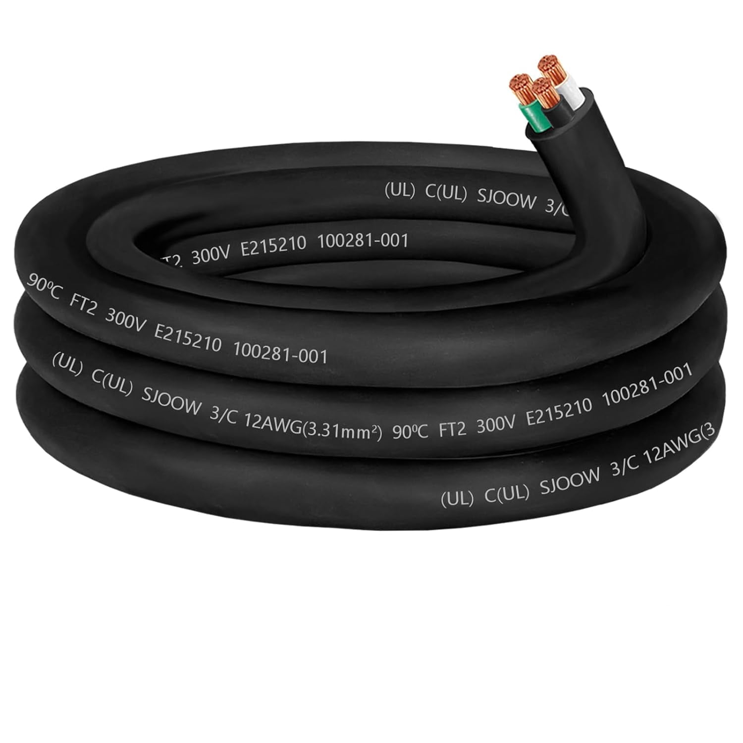 12/3 Wire 12AWG SJOOW Cable,12 Gauge SJOOW Portable Power Cable Cord 3 ...